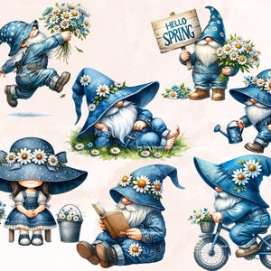 Gnome Clipart Bundle, Garden Clipart, Spring Gnome Png Graphics, Gnome ...