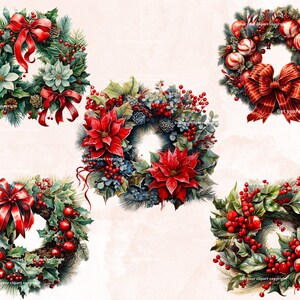 Christmas Wreath Png Clipart Bundle, Christmas Png Bundle, Commercial ...