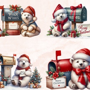 Christmas Mailbox and Polar Bear Clipart Bundle, Christmas Png ...