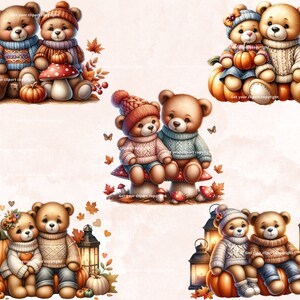 Fall Teddy Bears Couple Clipart Bundle, Teddy Bear Clipart, Teddy Bear ...