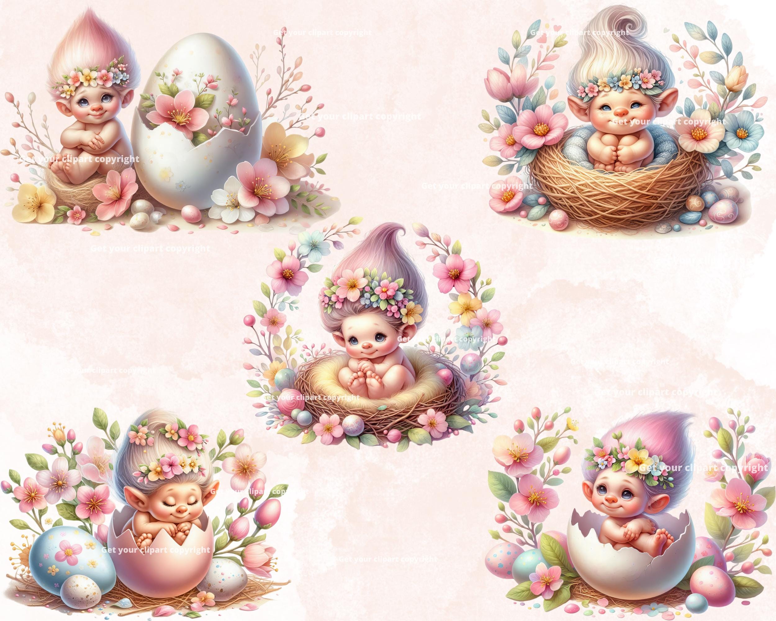 Cute Easter Troll Clipart Bundle, Fantasy Clipart, Fantasy Graphics ...