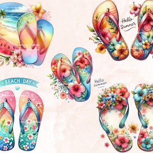 Summer Flip Flops Clipart Bundle, Summer Shoes, Beach Shoes Png, Summer ...