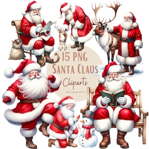 Santa Claus Clipart Bundle, Santa Claus Png Bundle, Santa Clipart Set ...