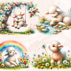 Spring Lamb Clipart Bundle, Easter Lamb Png Graphics, Easter ...