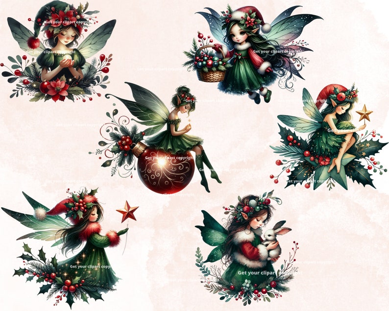 Christmas Fairy Clipart Bundle, Christmas Png Bundle, Christmas ...