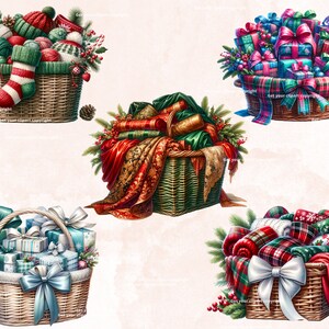 Christmas Gift Basket Cliparts Bundle, Graphics for Christmas Ornaments ...