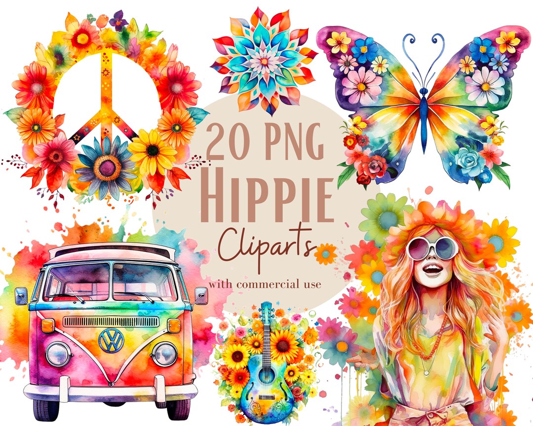 Hippie Png Designs Hippie Soul Png Graphics Groovy Png - Etsy