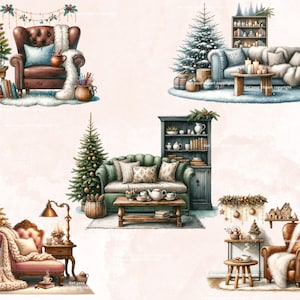 Christmas Cozy Cottage Clipart Bundle, Christmas Png Bundle, Winter ...