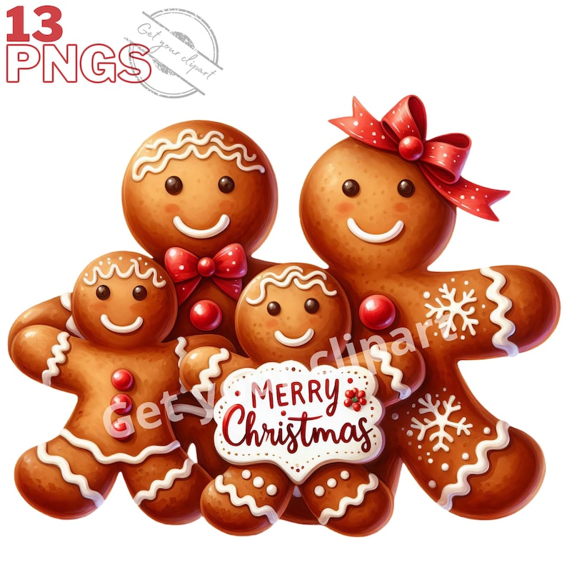Gingerbread Men Clipart Bundle, Christmas Designs Png Graphics ...