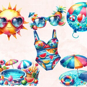 Pool Party Clipart Bundle, Summer Clipart, Pool Party Graphics, Hello ...