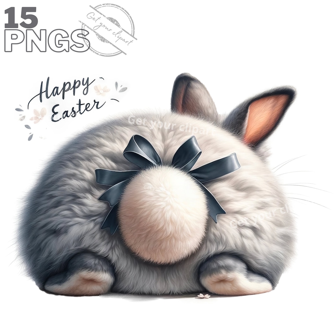 Cute Bunny Butt Clipart Bundle, Easter Clipart, Bunny Graphics, Easter ...
