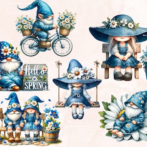 Gnome Clipart Bundle, Garden Clipart, Spring Gnome Png Graphics, Gnome ...