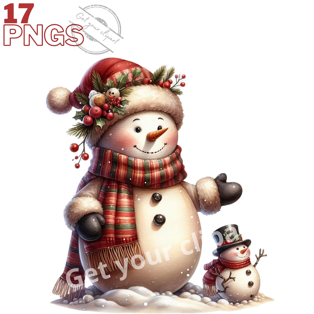 Snowman Png Clipart Bundle, Snowman Clipart Bundle, Winter Clipart Set ...