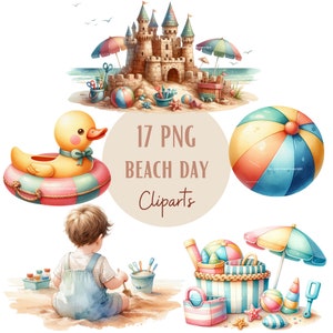 Beach Day Clipart Bundle, Beach Pngs, Kids Clipart, Summer Clipart ...