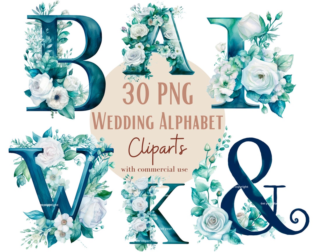 Wedding Alphabet Png Graphics, Wedding Clipart Bundle, Alphabet Clipart ...