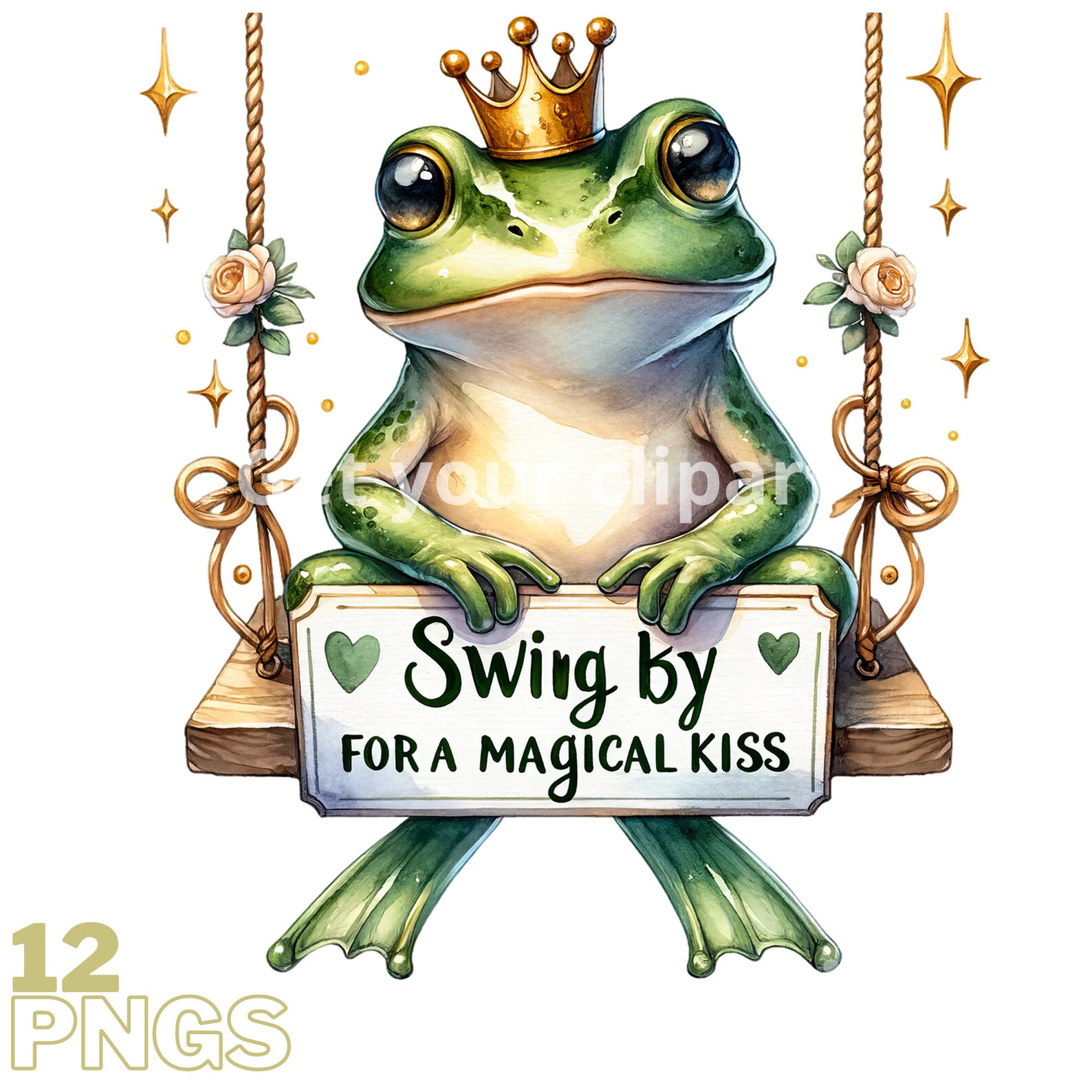 Prince Charming Frog Clipart Bundle, Frog PNG Graphics, Fairytale ...