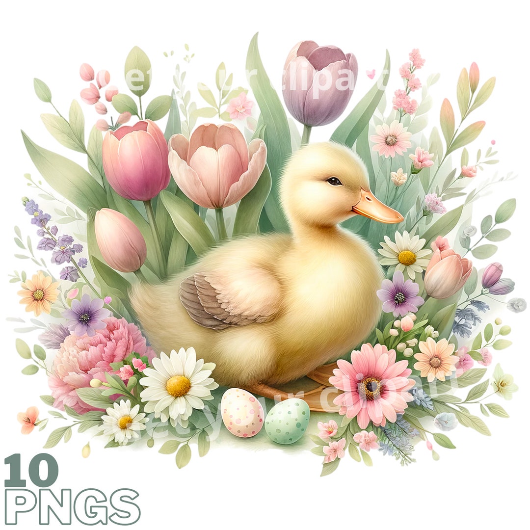 Spring and Easter Ducklings Clipart Bundle, Easter Clipart, Easter ...