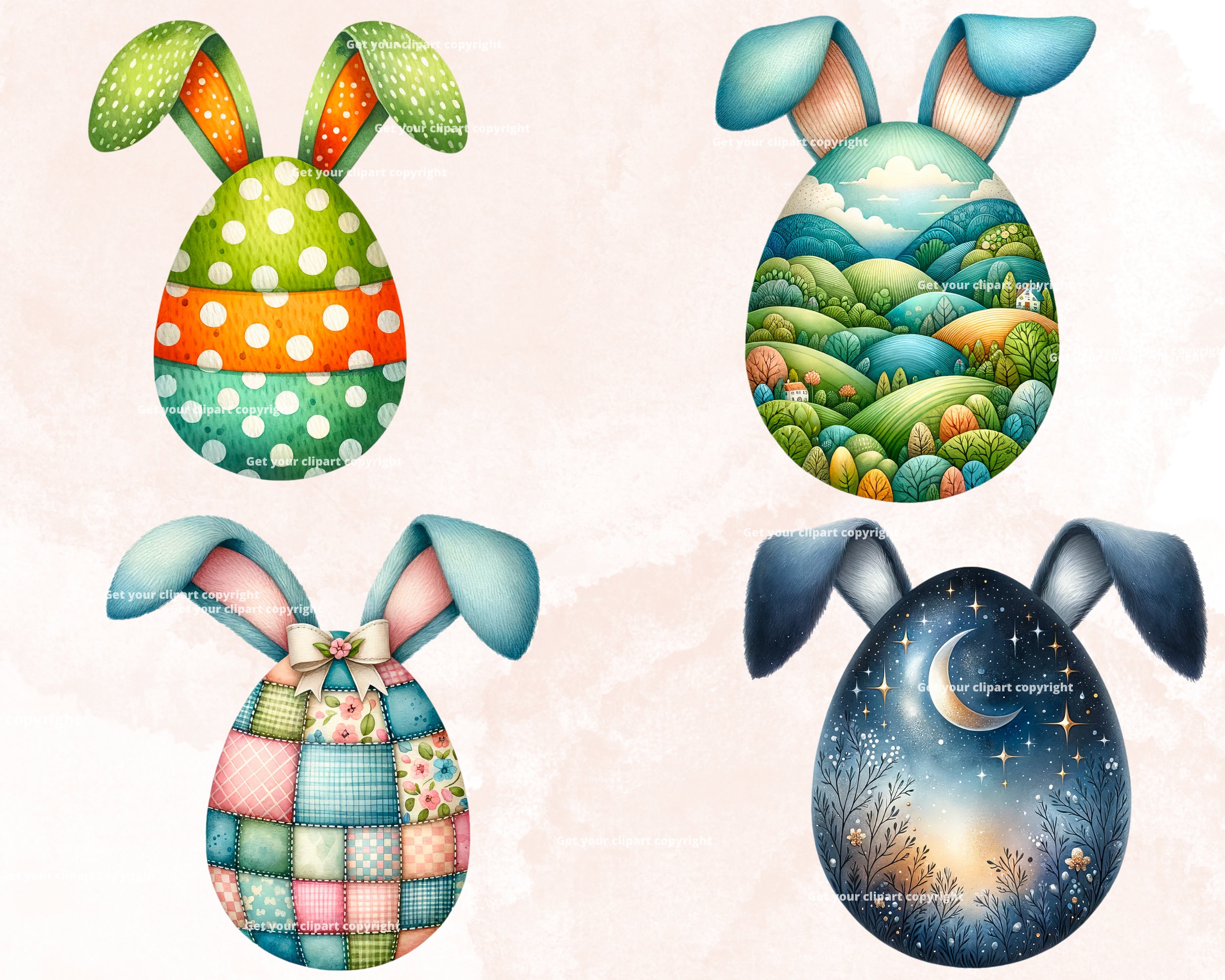 Easter Eggs Clipart Bundle, Easter Clipart, Easter Graphics, Easter ...