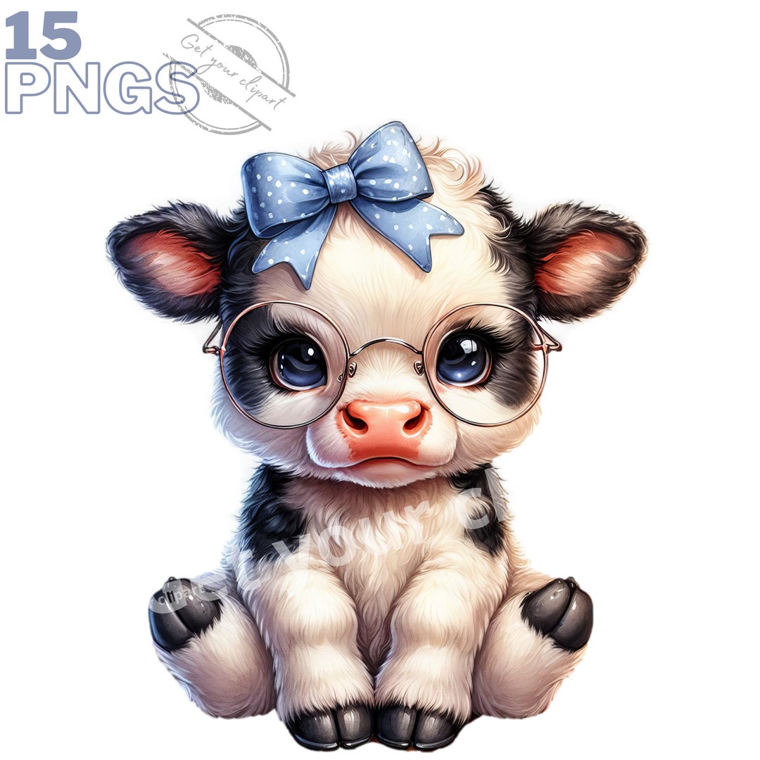 Baby Cow Clipart Bundle, Cute Cow, Cow Clipart, Cow Pngs, Cute Clipart ...