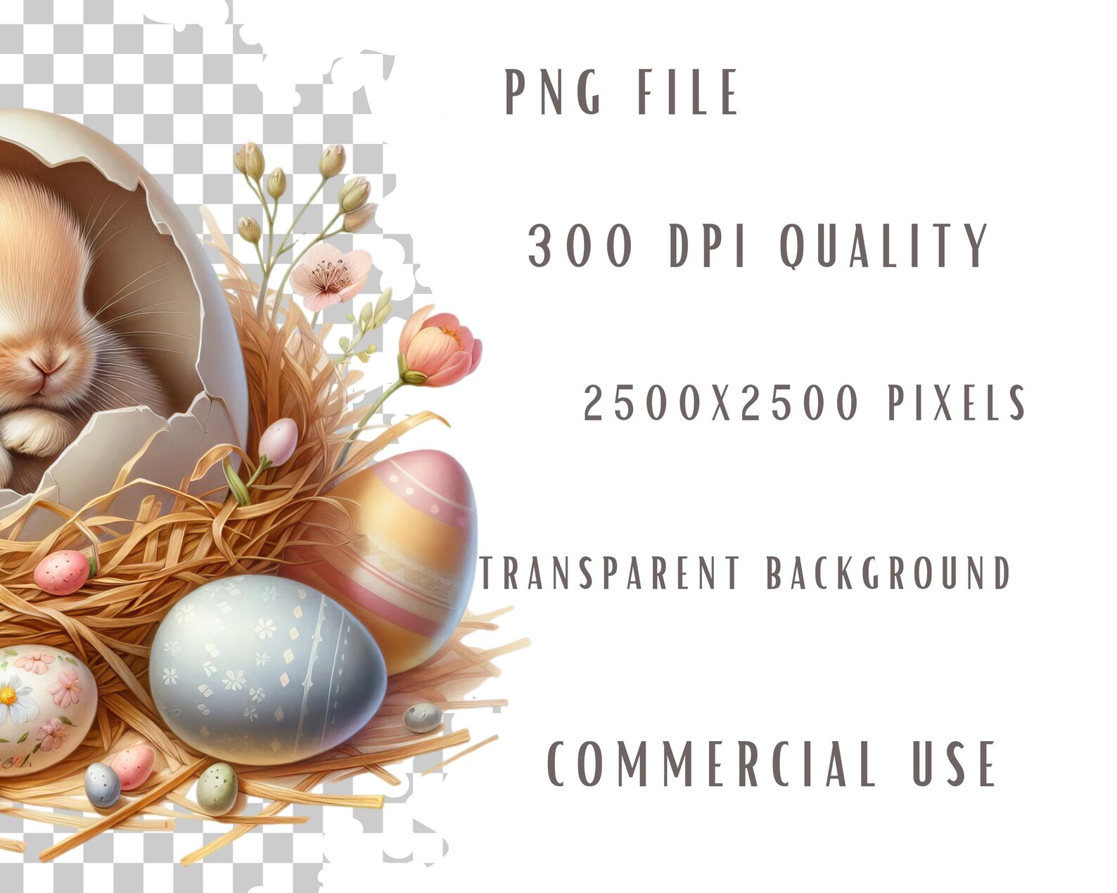 Cute Easter Bunny Clipart Bundle, Easter Clipart, Easter Graphics ...