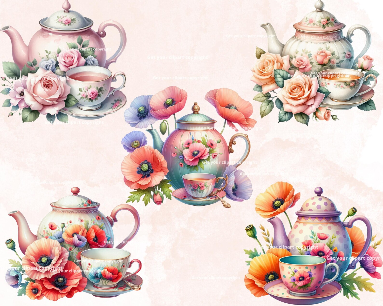Tea Time Clipart Bundle, Summer Tea Clipart, Spring Tea Png, Summer ...