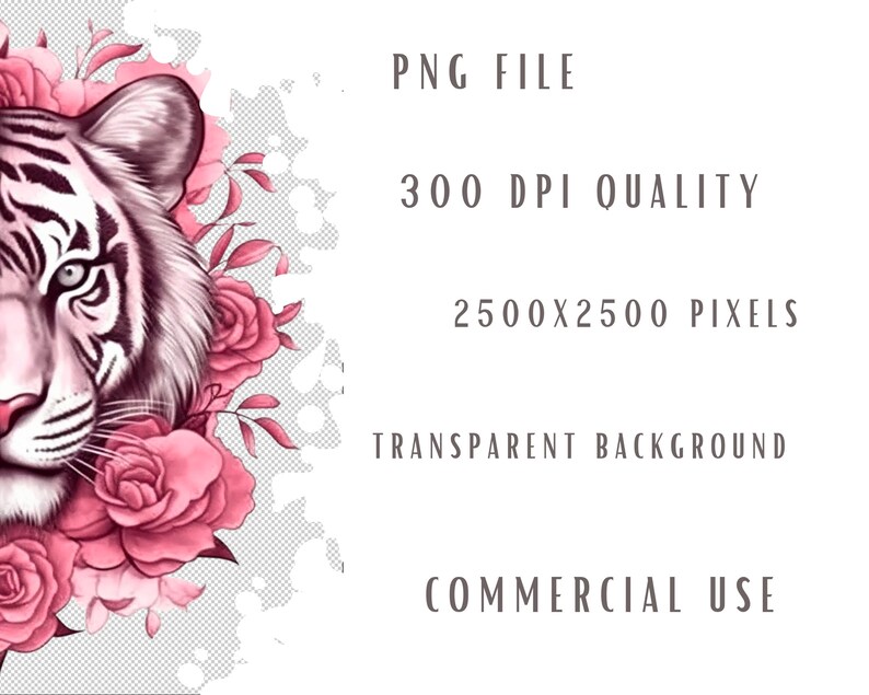 Pink Tiger Png Graphics Tiger Png Designs Tiger Clipart - Etsy