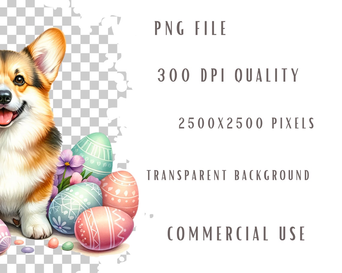 Easter Corgi Png Graphics, Easter Printable, Watercolor Dog Clipart ...