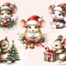 Christmas Mice Clipart Bundle, Cute Mice, Set of 10, Transparent ...
