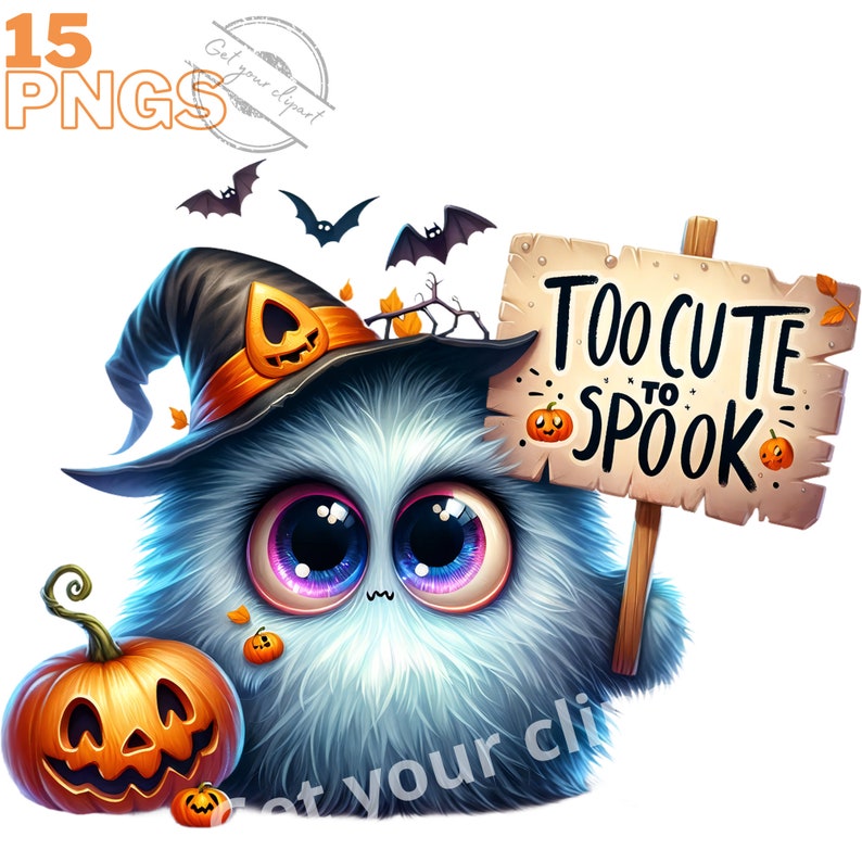 Cute Halloween Monster Clipart Bundle, Halloween Clipart, Halloween Png ...