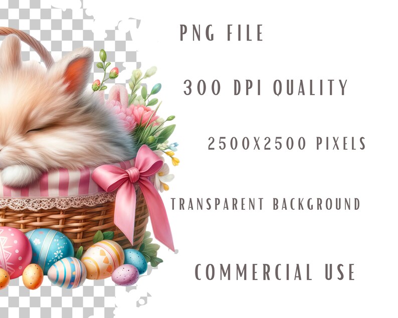 Easter Bunny in a Basket Clipart Bundle, Easter Clipart, Easter ...