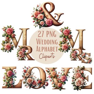 Wedding Alphabet Clipart Bundle, Wedding PNG Designs, Wedding ...