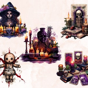 Voodoo Black Magic Clipart Bundle, Halloween Png Graphics, Halloween ...