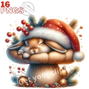 Christmas Bunny Clipart Bundle, Christmas Png Bundle, Fantasy Clipart ...