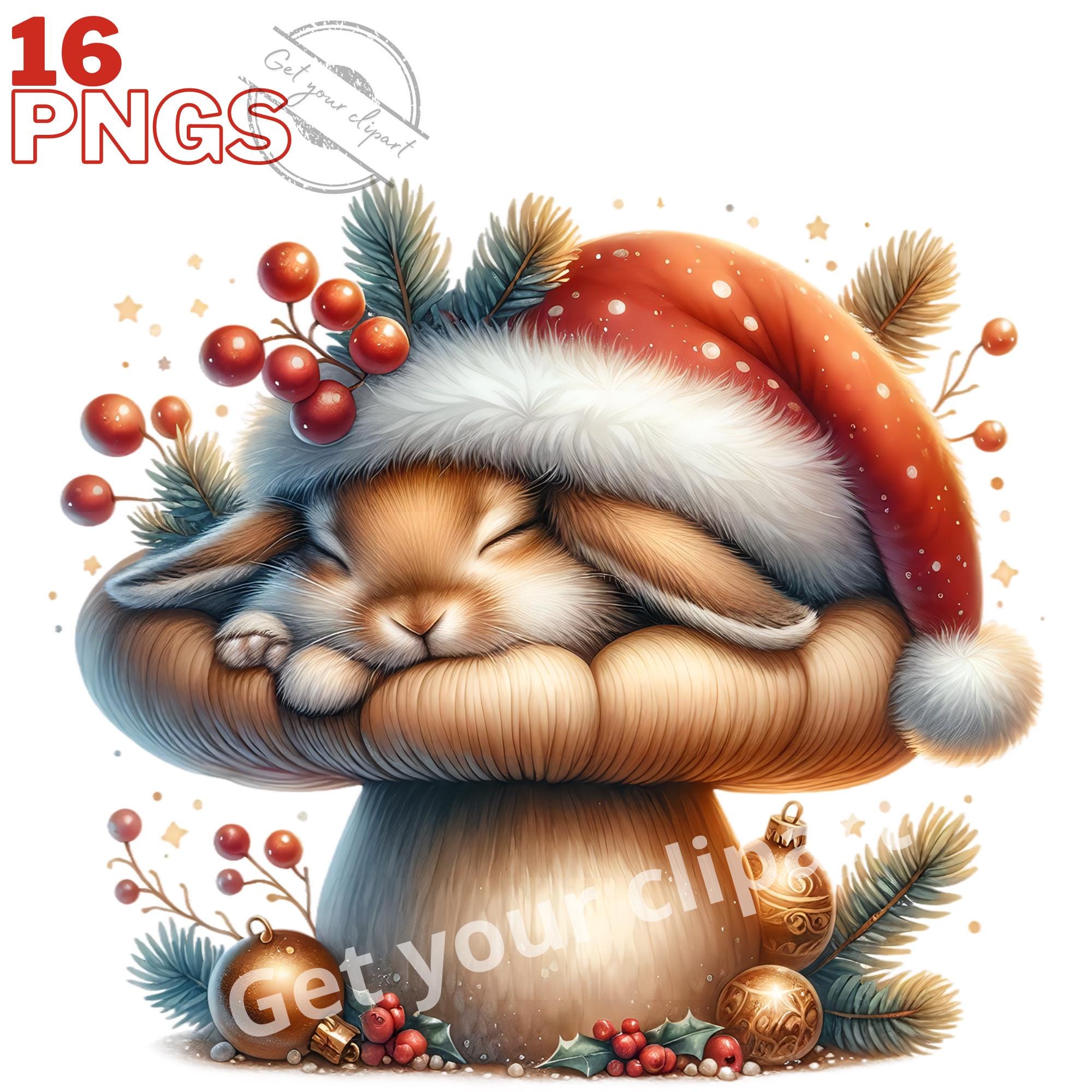 Christmas Bunny Clipart Bundle, Christmas Png Bundle, Fantasy Clipart ...