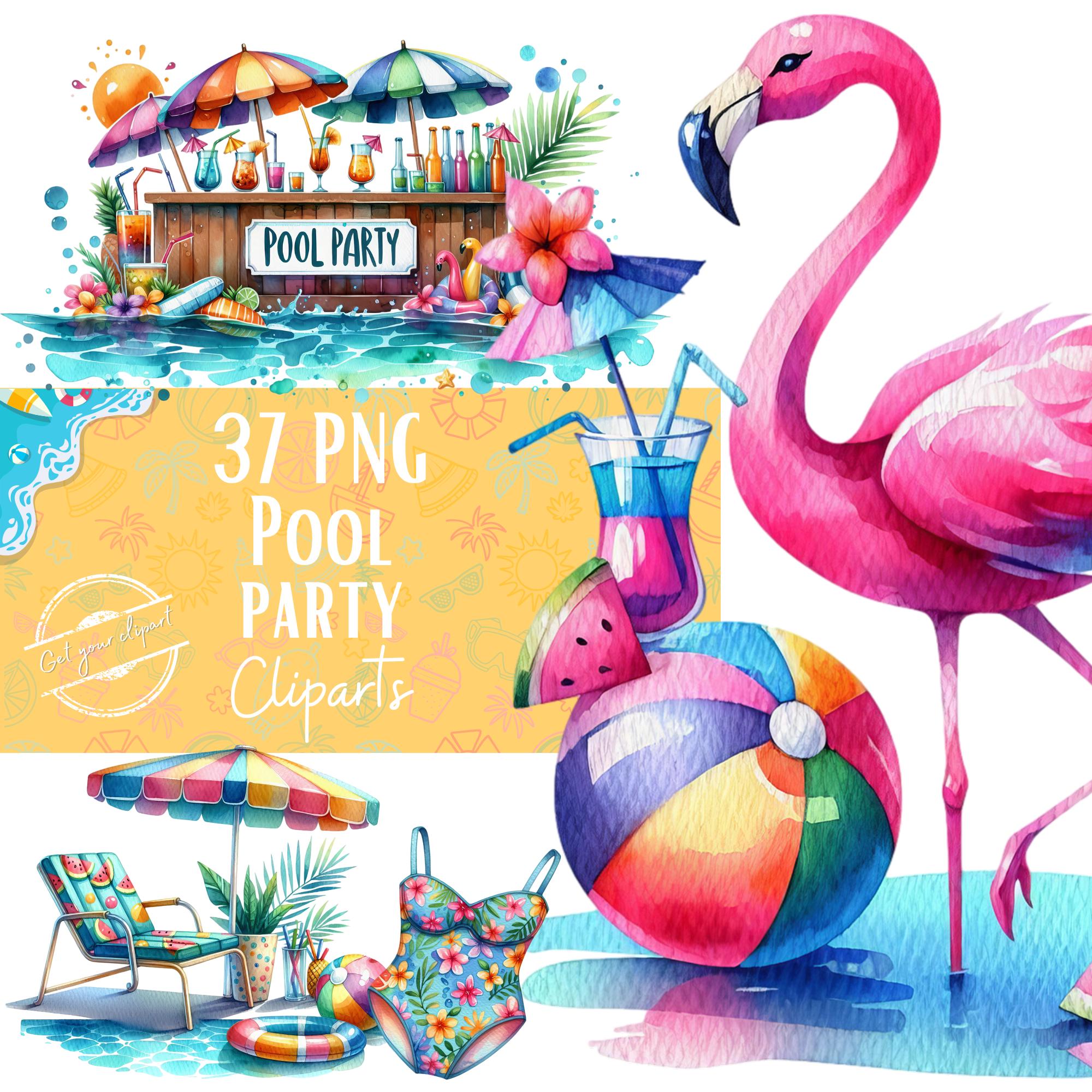 Pool Party Clipart Bundle, Summer Clipart, Pool Party Graphics, Hello ...