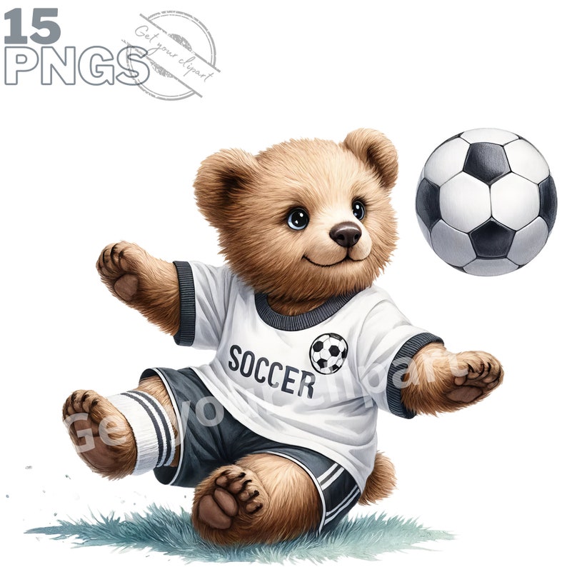 Soccer Teddy Bear Clipart, Nursery Graphics, Soccer Clipart, Teddy Bear ...
