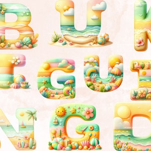Summer Alphabet Clipart Bundle, Summer PNG Designs, Summer Clipart ...