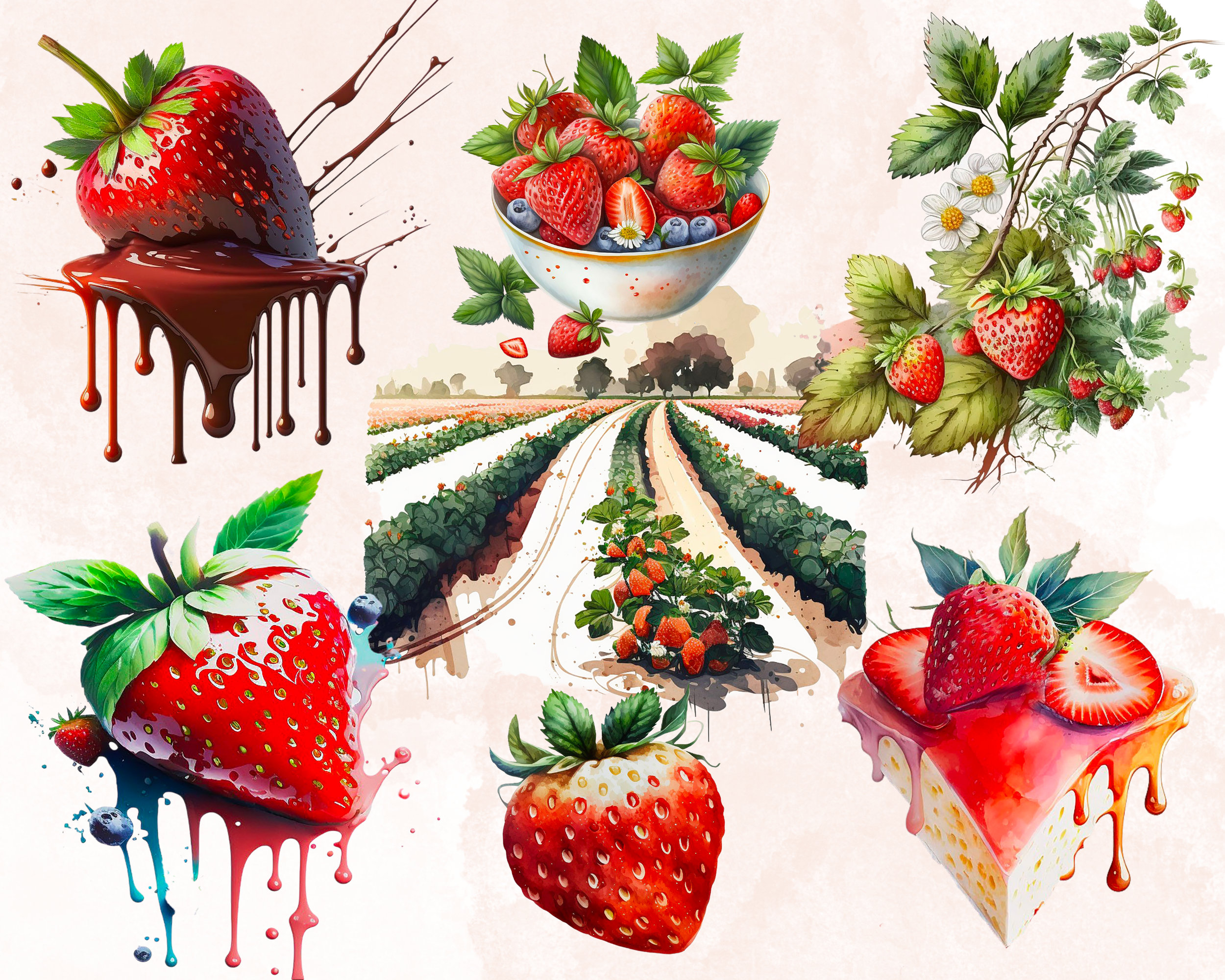 Strawberry Graphics Strawberry Png Clipart Trending Png - Etsy