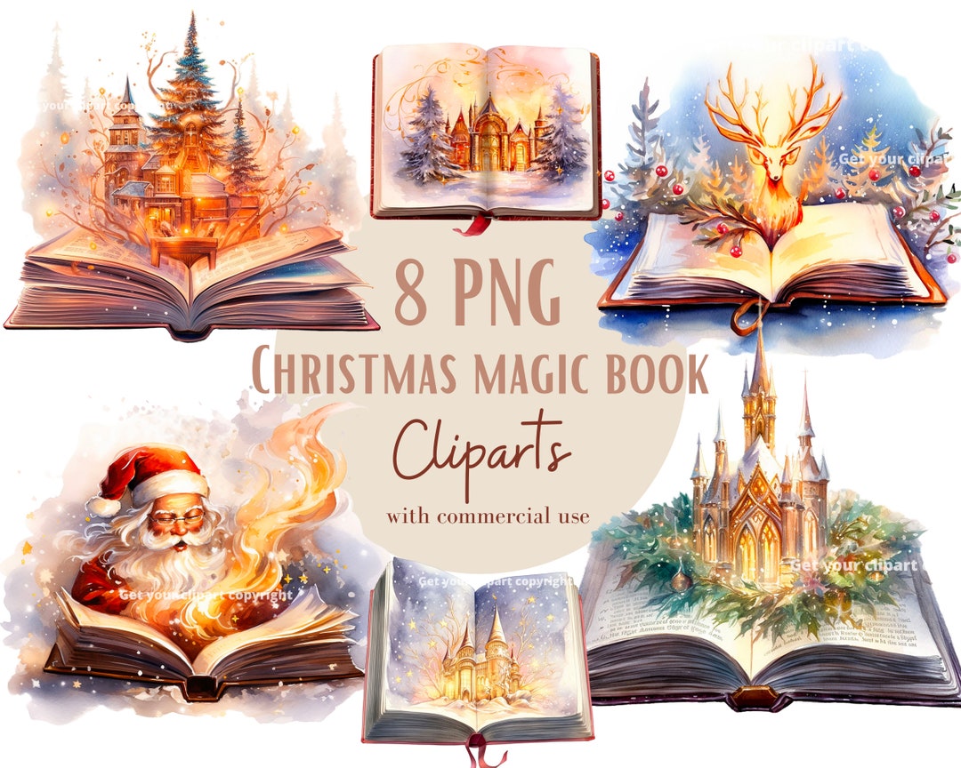 Christmas Book Clipart Bundle, Magical Ornaments PNG, Christmas ...