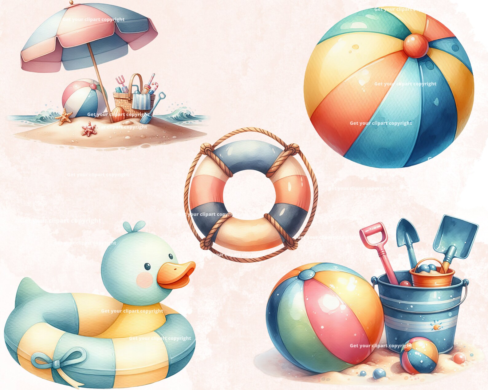 Beach Day Clipart Bundle, Beach Pngs, Kids Clipart, Summer Clipart ...