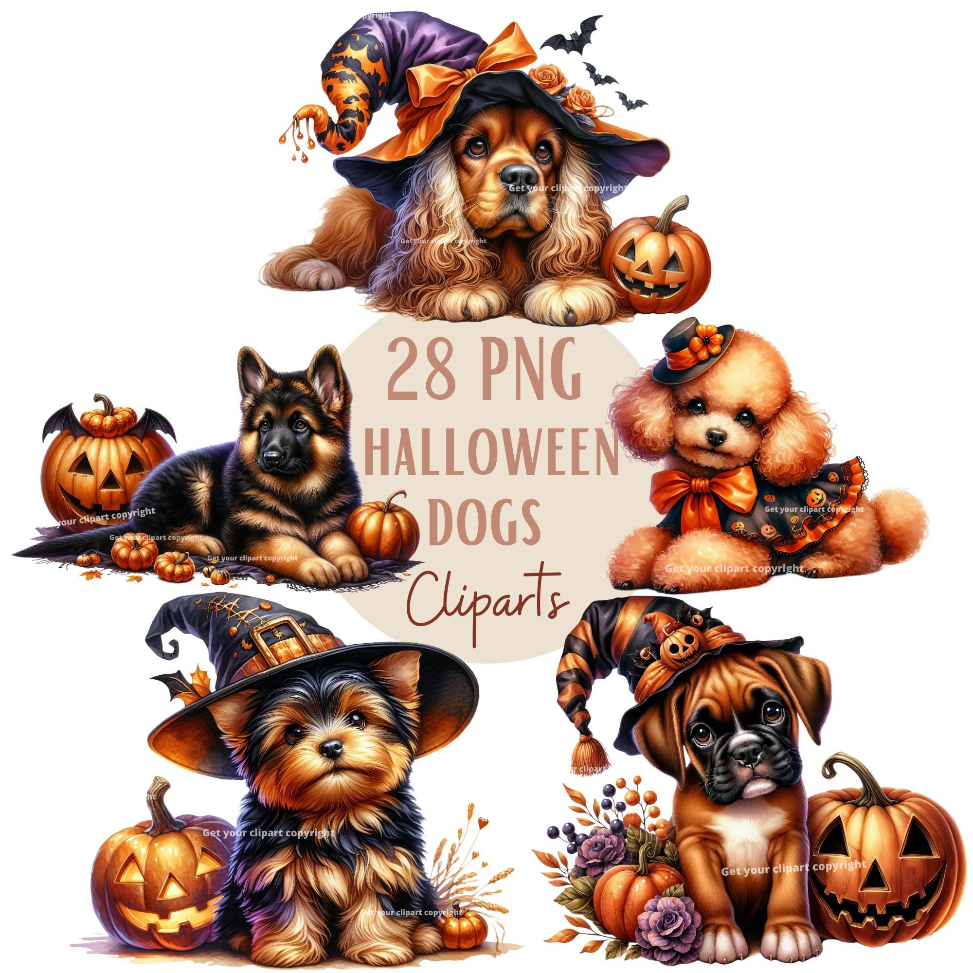 Halloween Dogs Clipart Bundle, Dog Clipart, Halloween Dog, Halloween ...