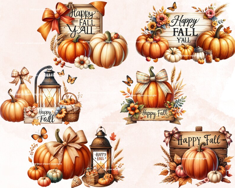 Happy Fall Y'all Clipart Bundle, Hello Fall Png, Happy Fall Clipart ...
