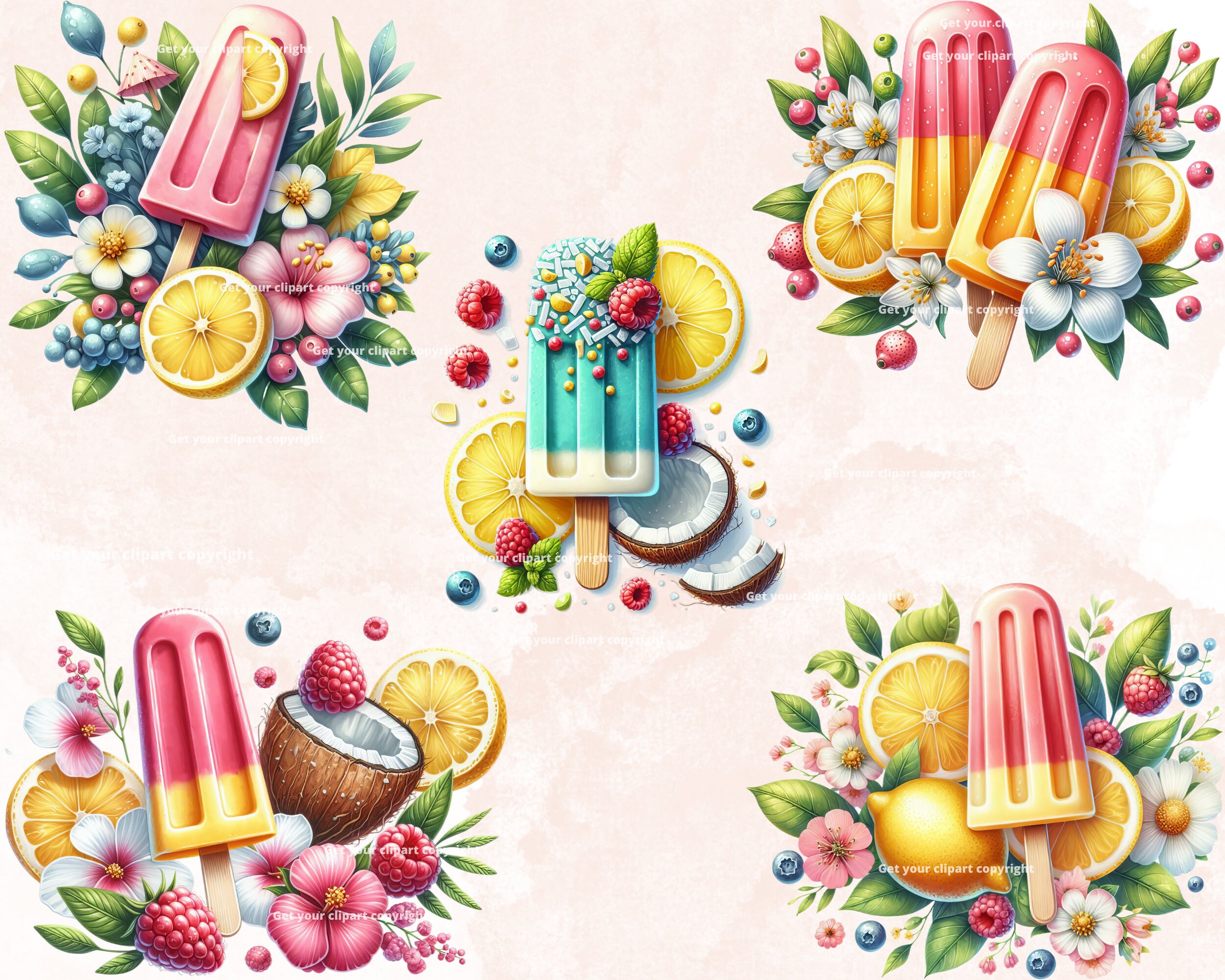 Summer Popsicle Clipart Bundle, Ice Cream Clipart , Ice Cream Pngs ...