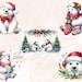 Polar Bear Clipart Bundle, Christmas Watercolor PNG, Transparent ...