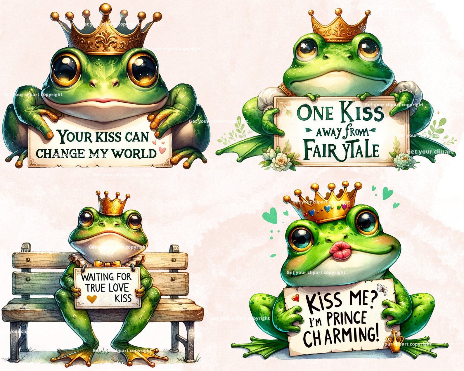 Prince Charming Frog Clipart Bundle, Frog PNG Graphics, Fairytale ...