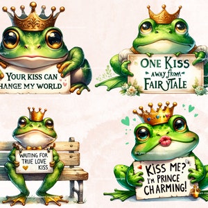 Prince Charming Frog Clipart Bundle, Frog PNG Graphics, Fairytale ...