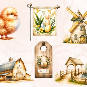 Yellow Easter Country Clipart Bundle, Easter Clipart, Country Graphics ...