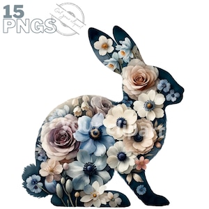 Spring Rabbit Clipart Bundle, Spring Bunny, Watercolor Bunny Graphics ...