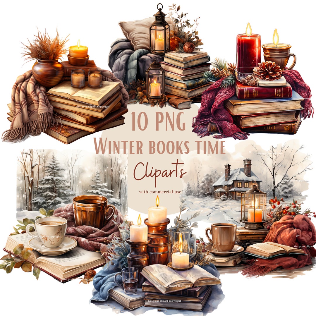 Winter Books Clipart, Books Png Graphics, Winter Clipart Bundle ...