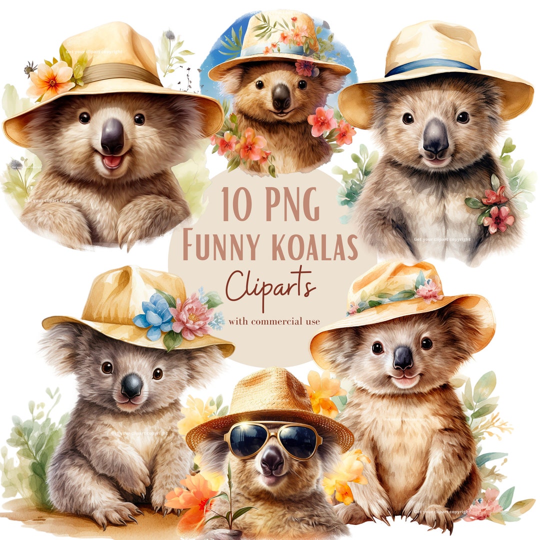 Koala Clipart Bundle, Australia Graphics, Watercolor Koala Clip Art ...